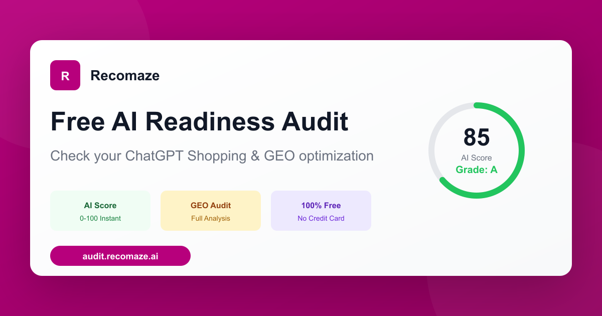 Free AI SEO Audit Tool - AI Readiness & GEO Optimization Checker | Recomaze